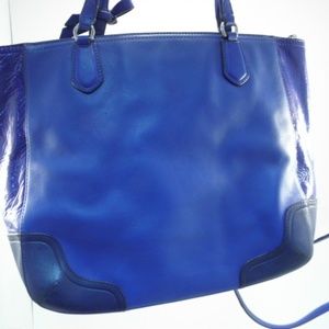 Coach | Bags | Coach Two Tone Blue Leather 2 Way Crossbody Tote | Poshmark